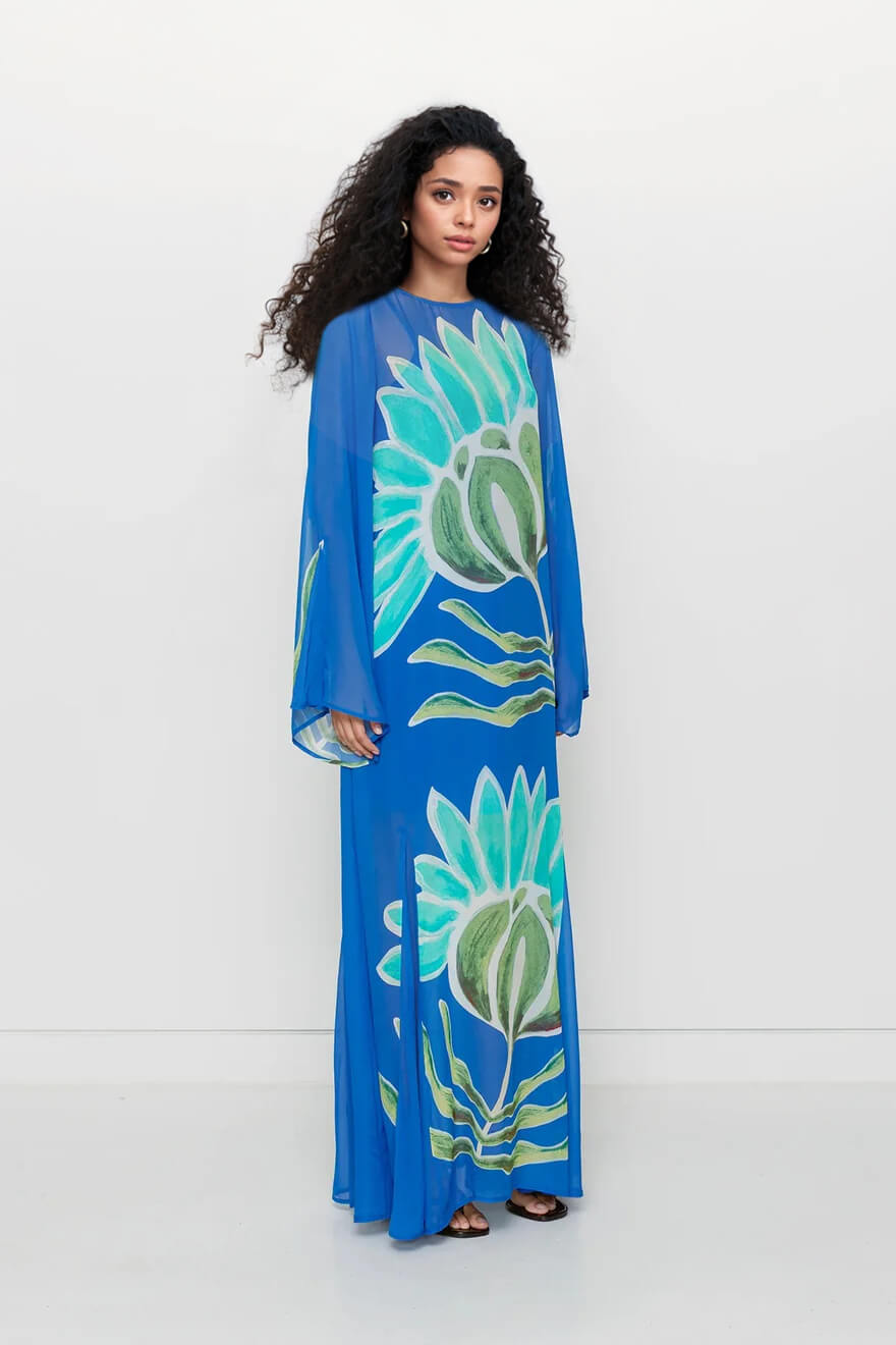 Casual Resort Style Floral Print Chiffon Maxi Dress – aMoonlark