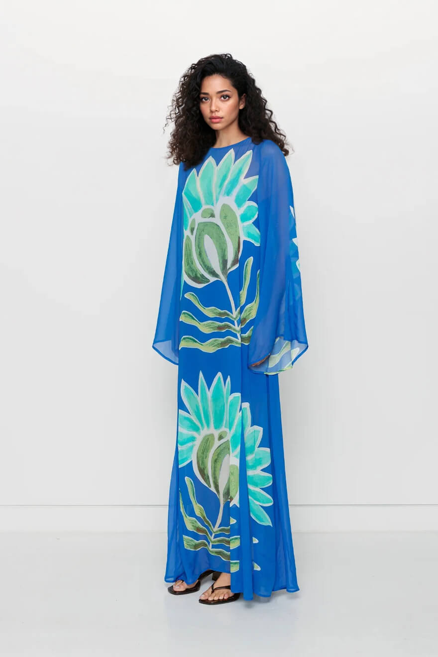 Casual Resort Style Floral Print Chiffon Maxi Dress – aMoonlark