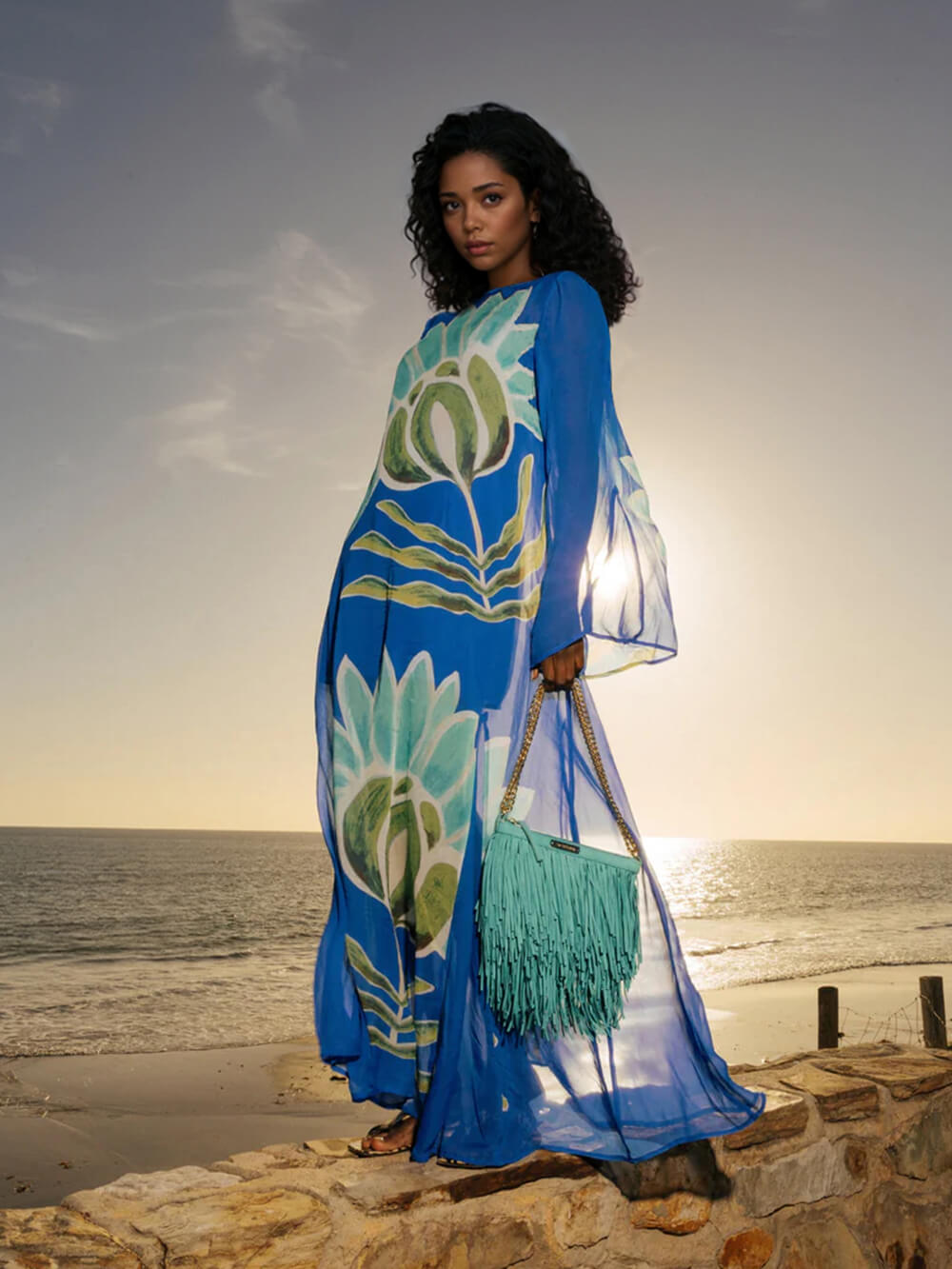 Casual Resort Style Floral Print Chiffon Maxi Dress – aMoonlark
