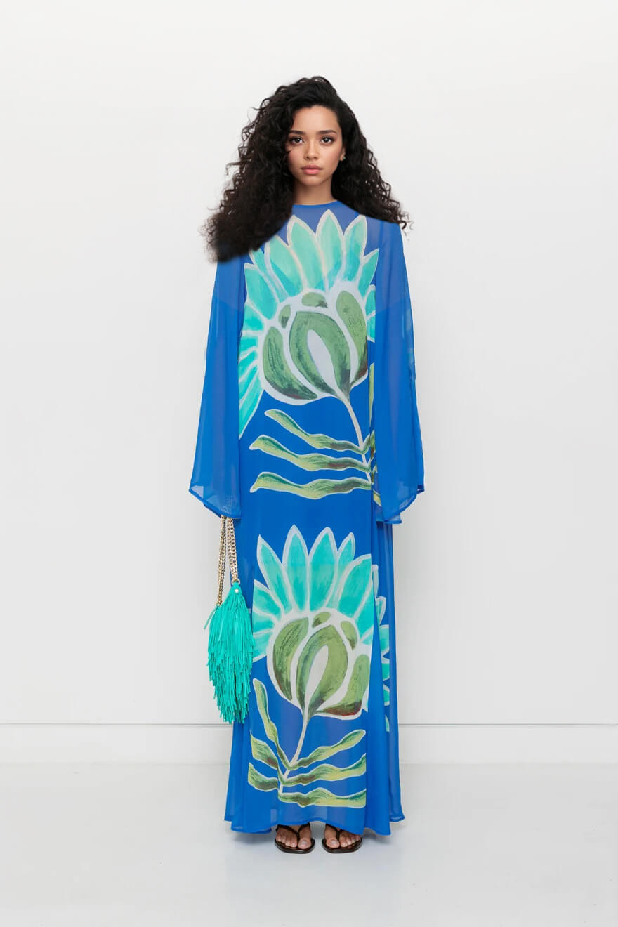 Casual Resort Style Floral Print Chiffon Maxi Dress – aMoonlark